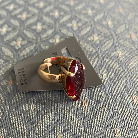 Pilgrim | Jewelry | Pilgrim By Skanderborg Denmark Gold With Ruby Ring ...